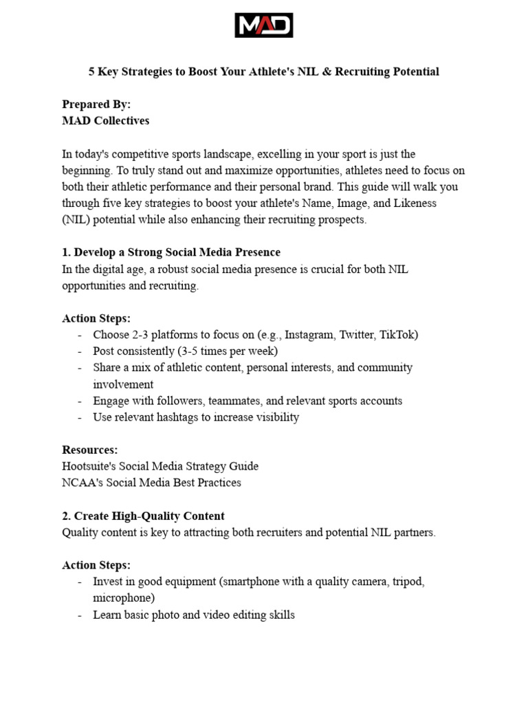 5 Key Strategies To Boost Your Athlete's NIL Potential | PDF | Social ...