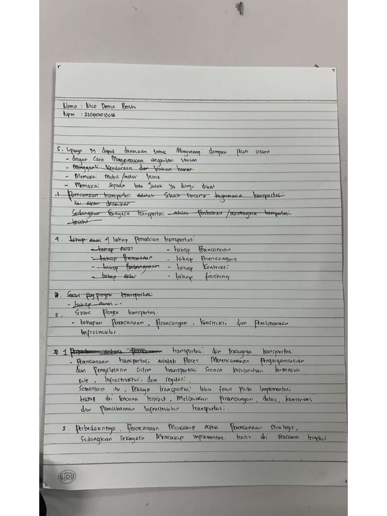 Nico Demus Berutu Sistrans Uas | PDF