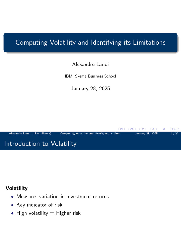 Computing Volatility and Identifying Its Limitations | PDF | Volatility (Finance) | Variance