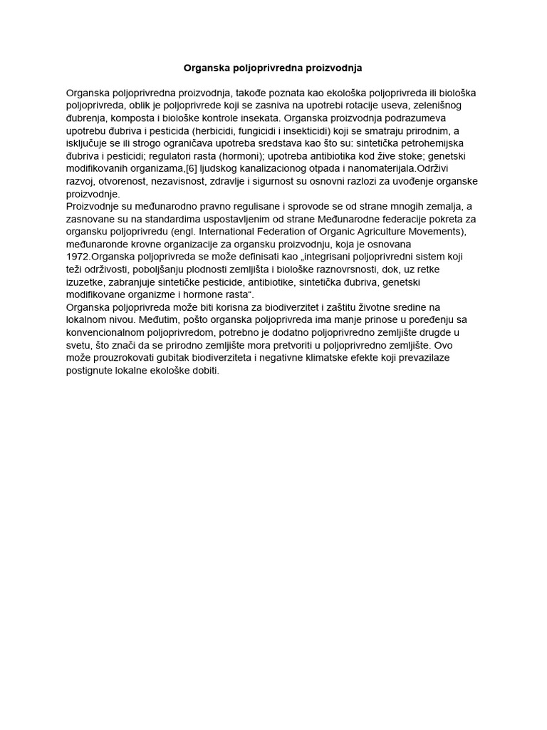 Organska Proizvodnja | PDF