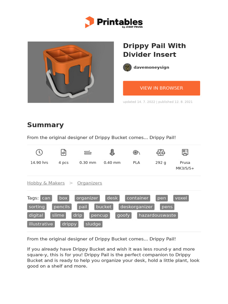 Drippy Pail With Divider Insert | PDF