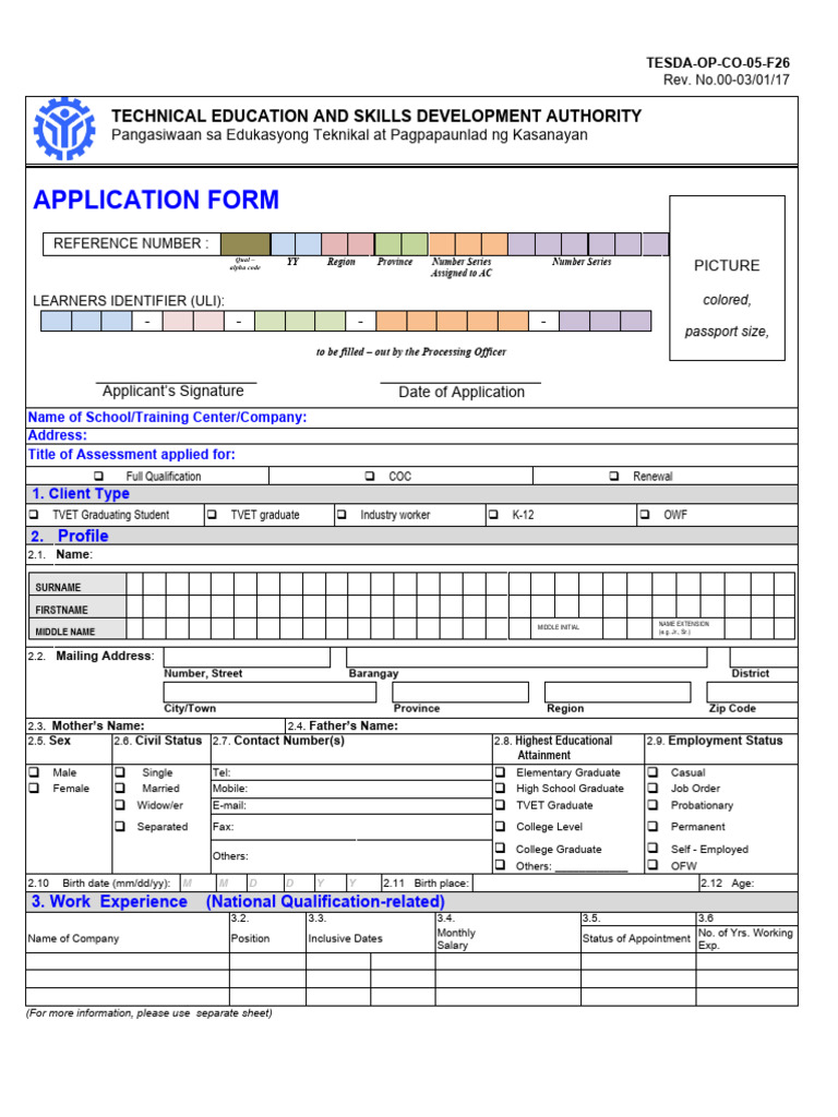ASSESSMENT APPLICATIONFORM Final | PDF