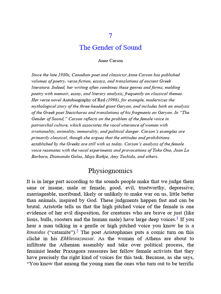 The Gender of Sound | PDF | Sigmund Freud | Hysteria