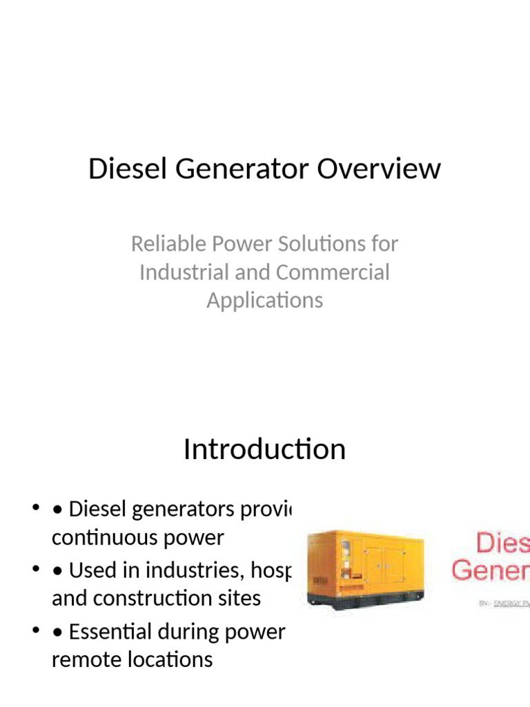 Diesel Generator Presentation With Uploaded Images | PDF
