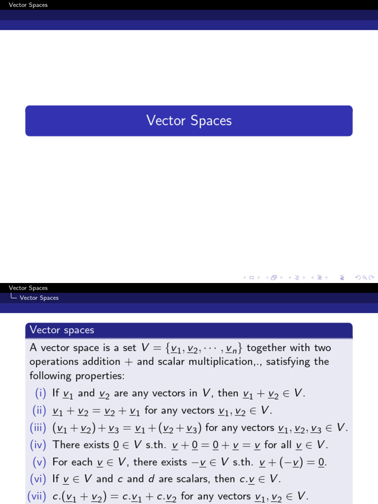Vector Spaces in Linear Algebra | PDF | Matrix (Mathematics) | Vector Space