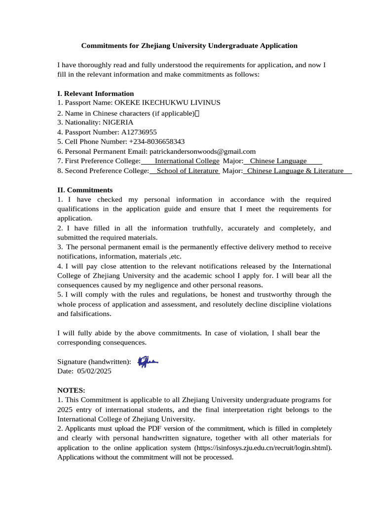 Commitment Form | PDF