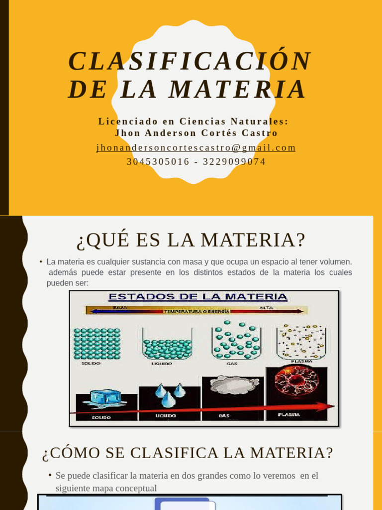 Clasificación de la Materia | PDF | Mezcla | Sustancias químicas