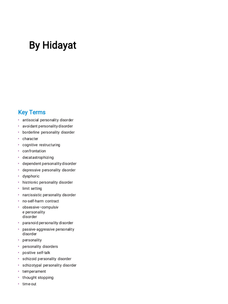 Unit VI Personality Disorder | PDF | Personality Disorder | Mental Disorder