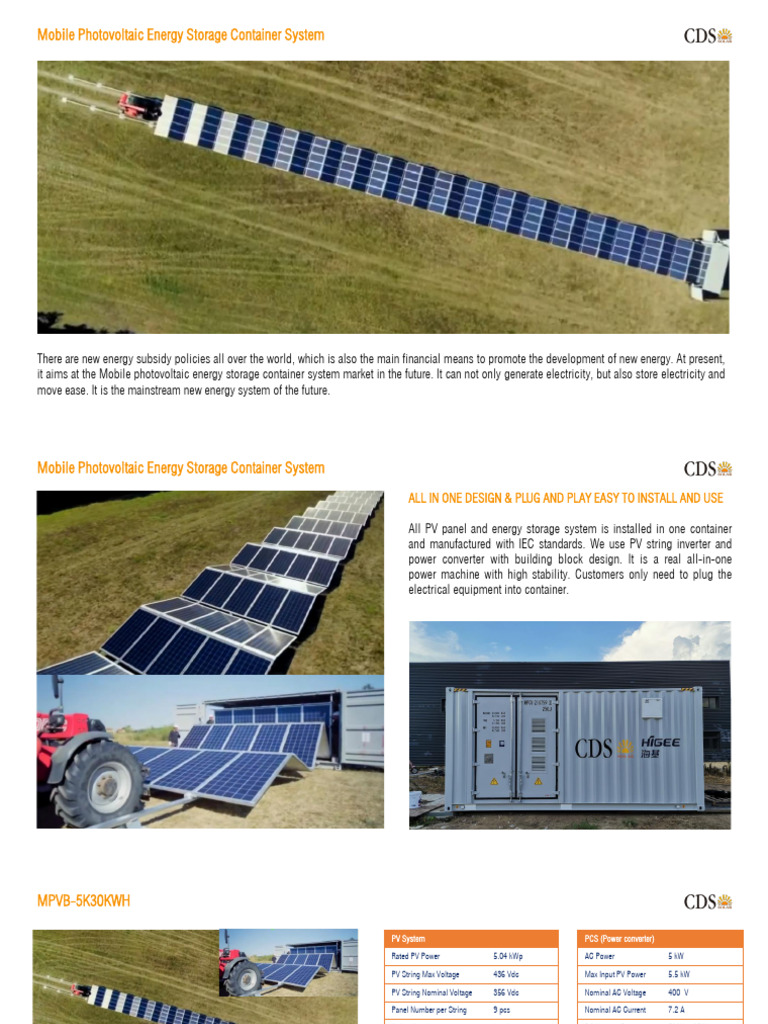 Mobile PV+BESS System Presentation | PDF | Photovoltaics | Photovoltaic ...