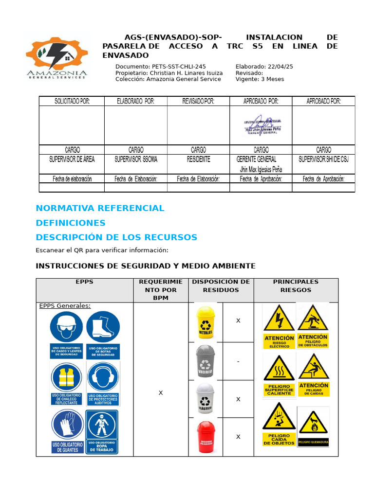 Pets-sst-chli-245-Instalacion de Pasarela en TRB y TRC en Linea de ...