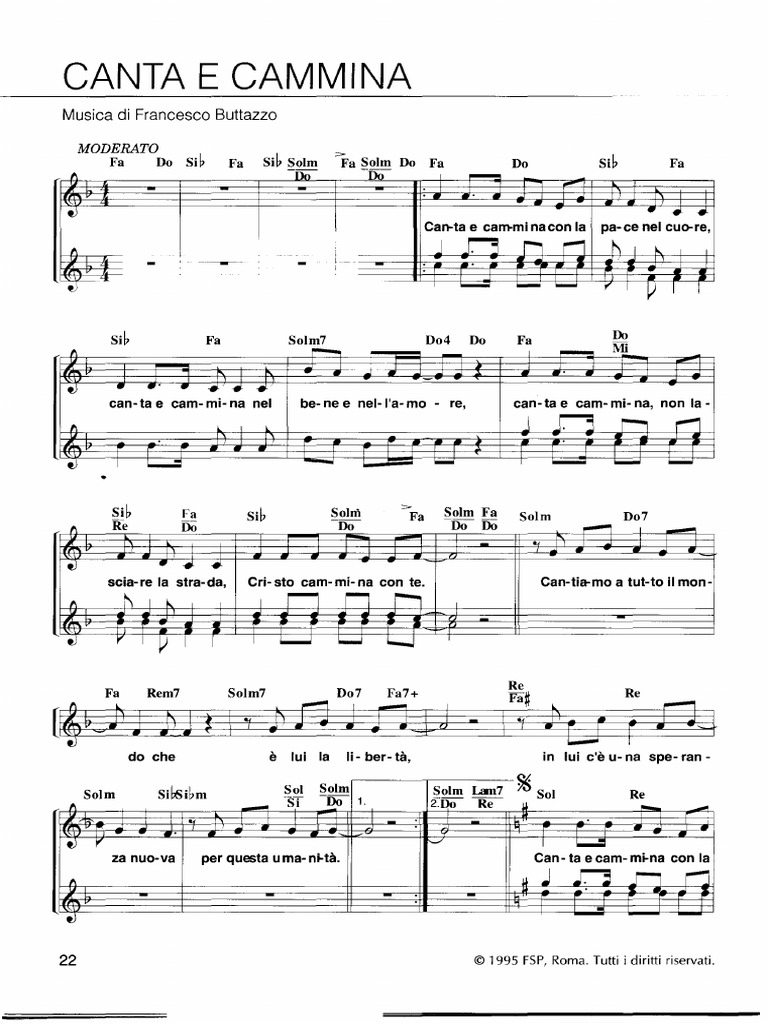 Canta e Cammina (Spartito Con Accordi) - Francesco Buttazzo | PDF