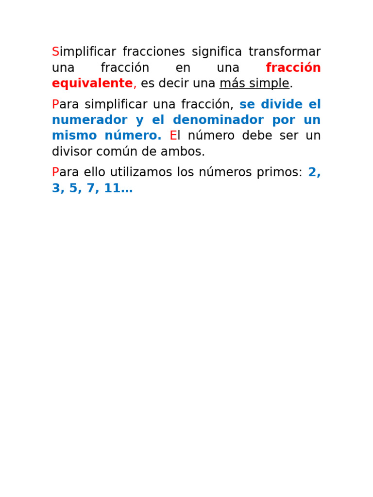 Simplificar fracciones | PDF