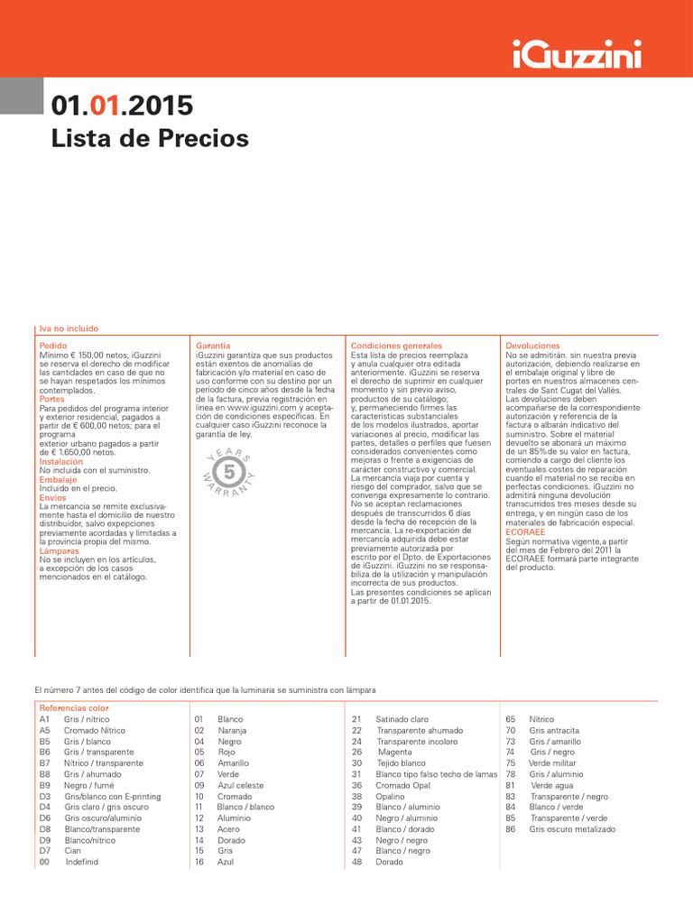 Tarif Iguzzini | PDF | Factura | Color