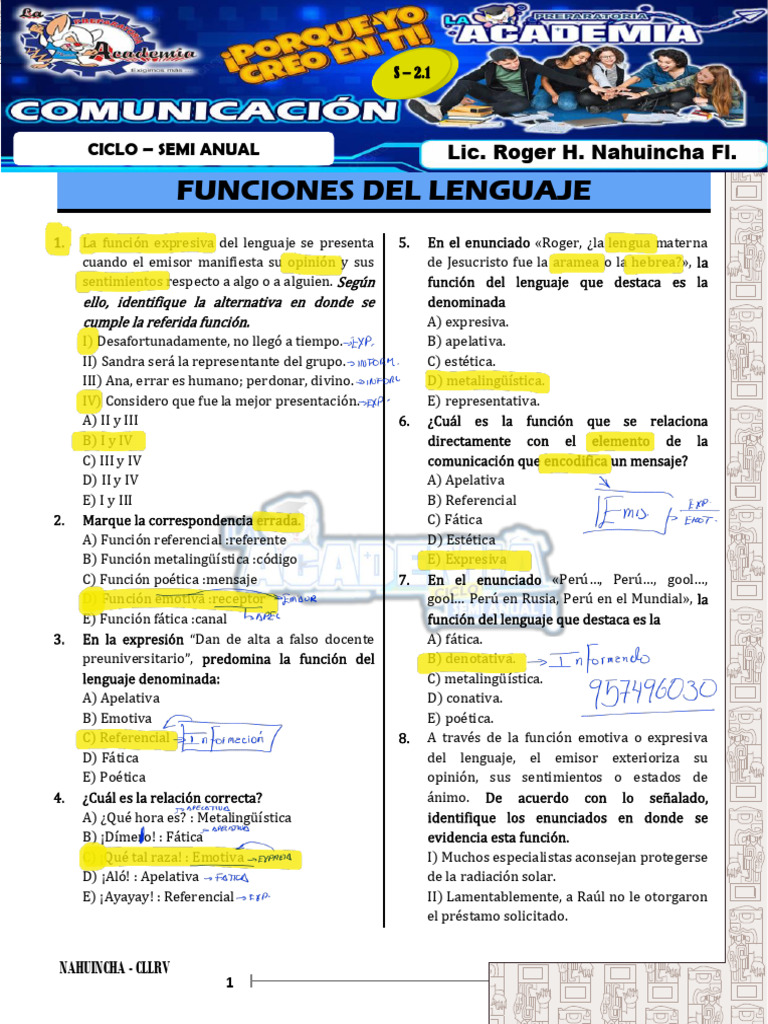 s21 - Comunicacion - El Lenguaje - Funciones - C - 250411 - 123600 | PDF | Lingüística ...