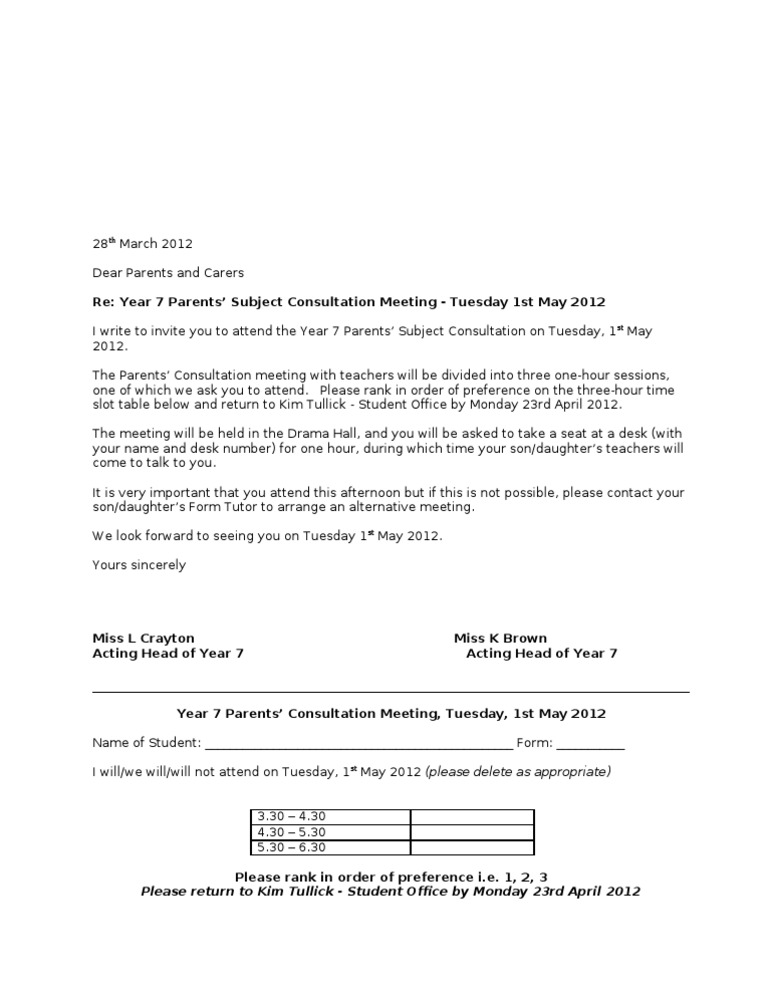 Year 7 Parents Consultation Evening | PDF
