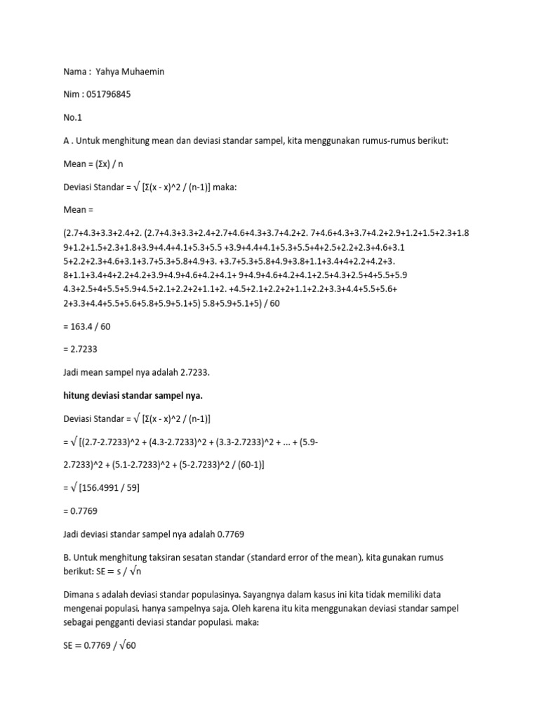 Metode Statistik - Tugas 3 | PDF