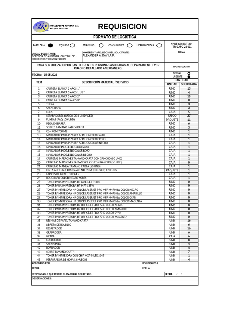 Requisiciones GAPC 2024 | PDF