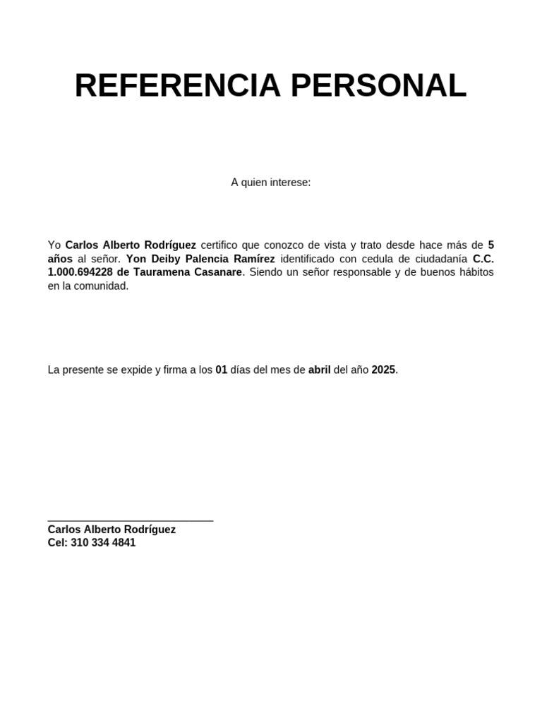 Referencia Personal | PDF