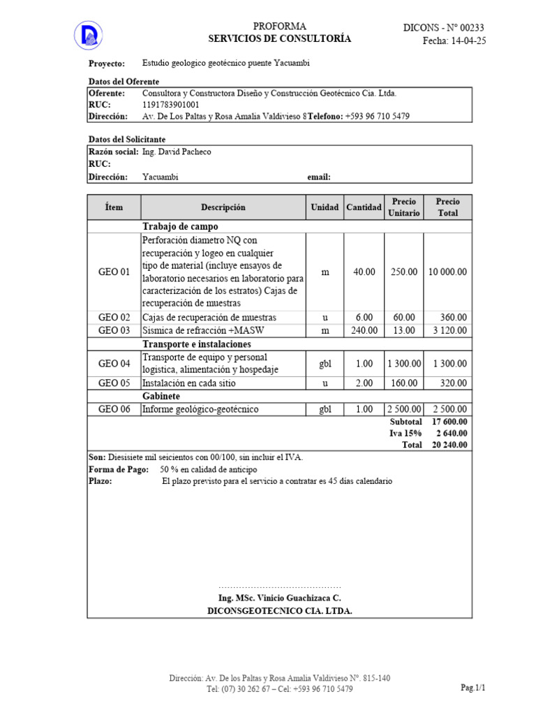 MOdelo de Proforma | PDF