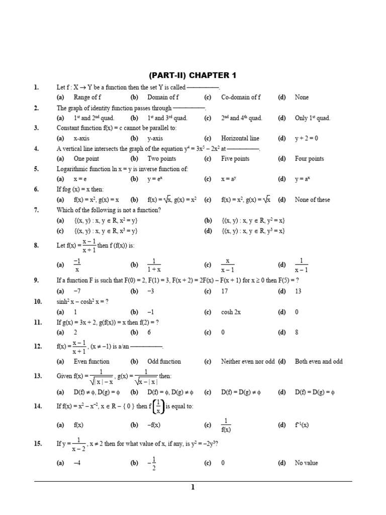 CH 2 Mcqs Functions and Limits | PDF | Function (Mathematics) | Analytic Geometry