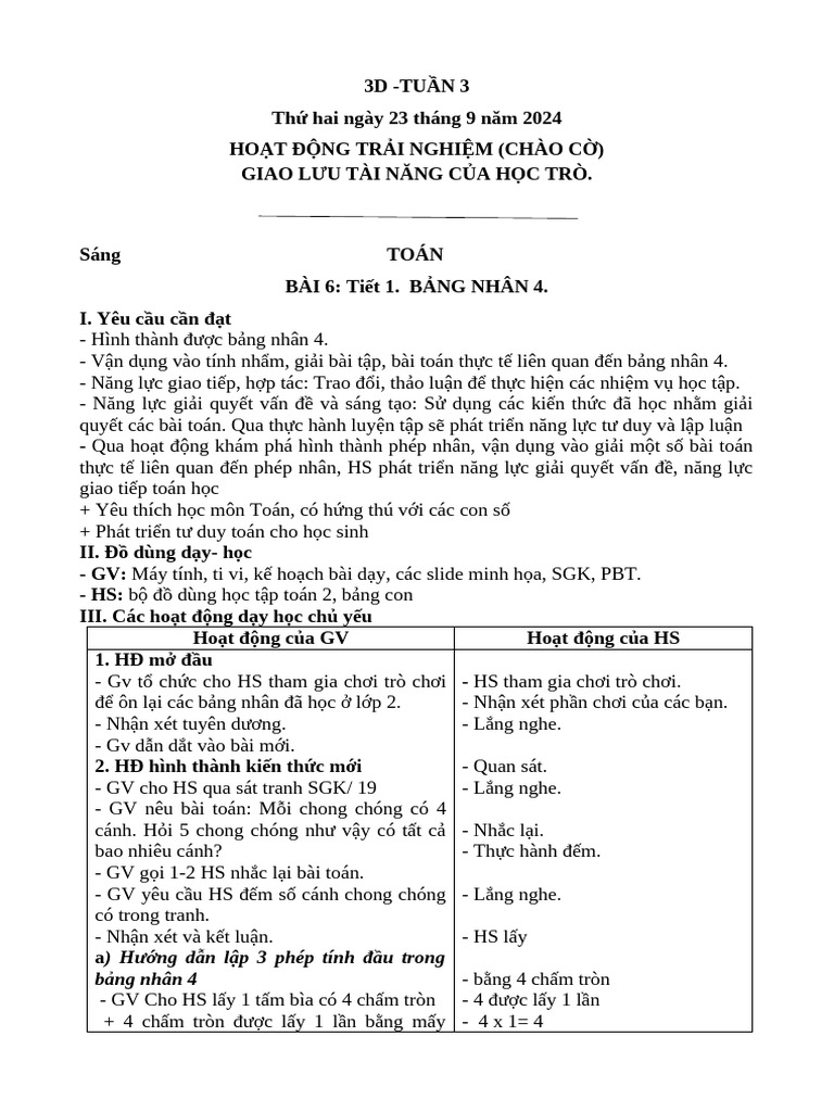 KHBD 3D tuần 3-4 | PDF