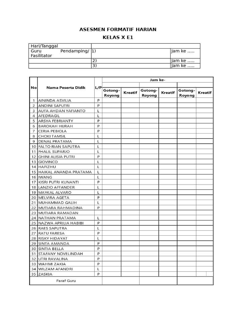 Asesmen Formatif Harian | PDF