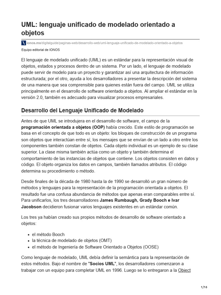 UML Lenguaje Unificado de Modelado Orientado A Objetos | PDF | Lenguaje de modelado unificado ...
