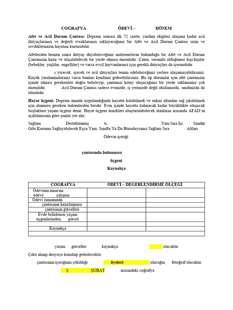 COĞRAFYA PERFORMANS ÖDEVİ 9. SINIF 2. DÖNEM | PDF