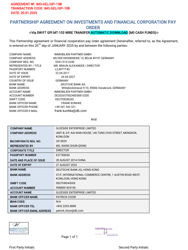 Immo-Gel MT-103 Gpi Wire 10B 20.01.25 - 074200 | PDF | Wire Transfer ...