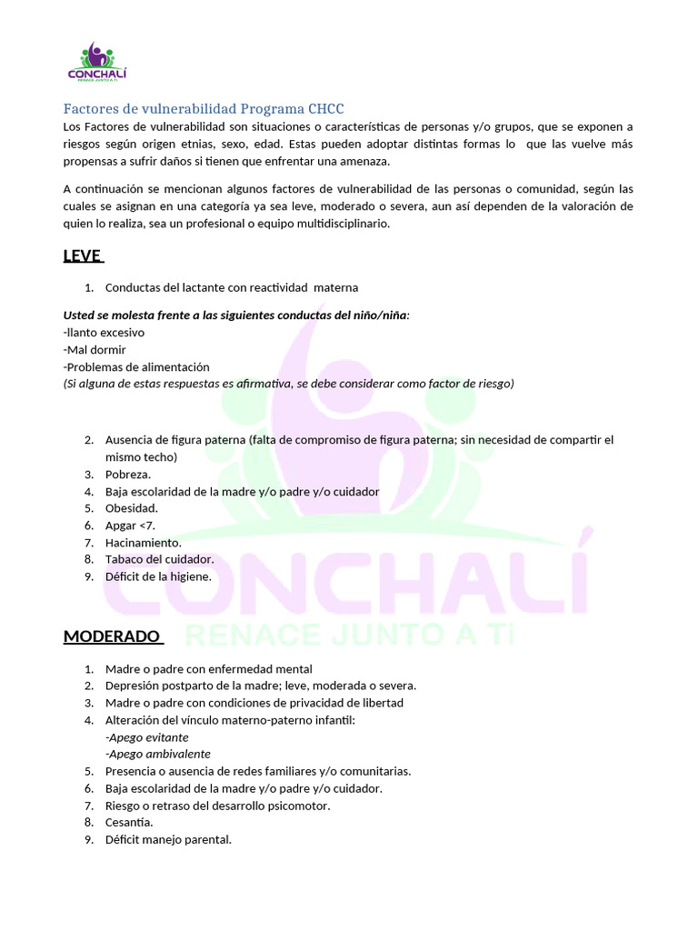 Factores de Vulnerabilidad Programa CHCC | PDF | Abuso infantil | Sicología