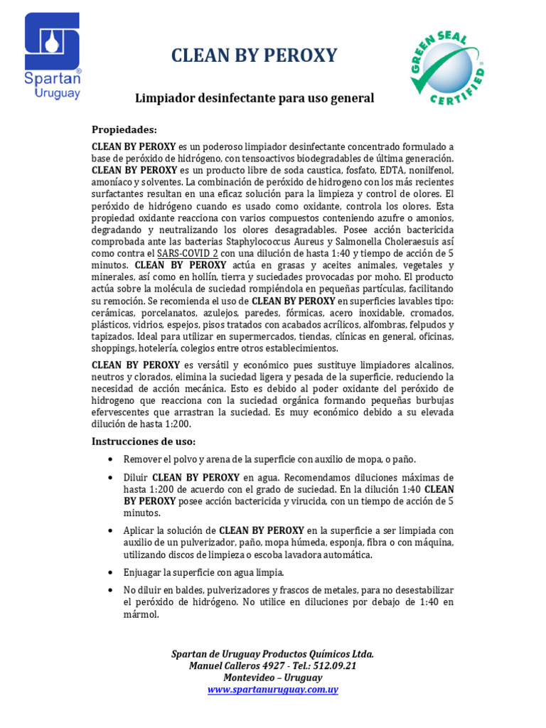 FT Clean by Peroxy 2022 | PDF | Tensioactivo | Peróxido