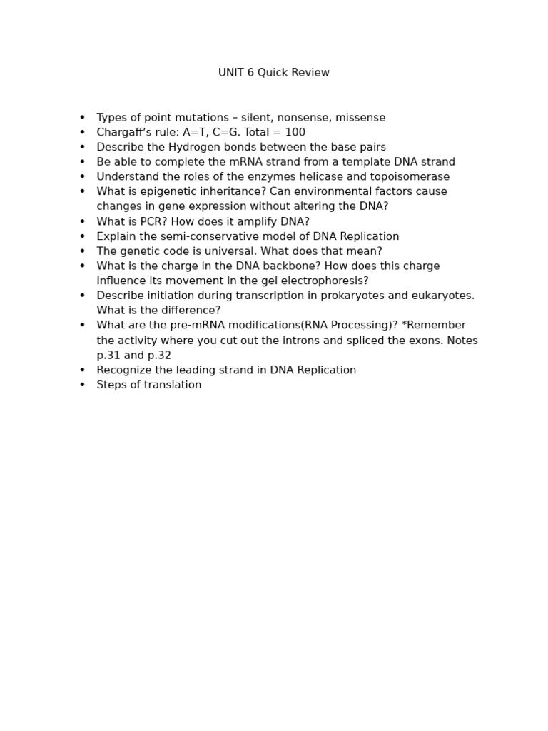 UNIT 6 Quick Review-1 | PDF