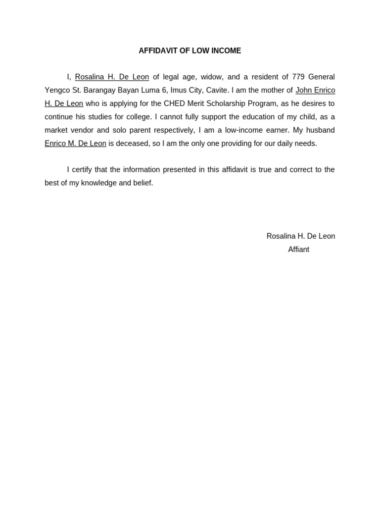 Affidavit of Low Income 2 | PDF