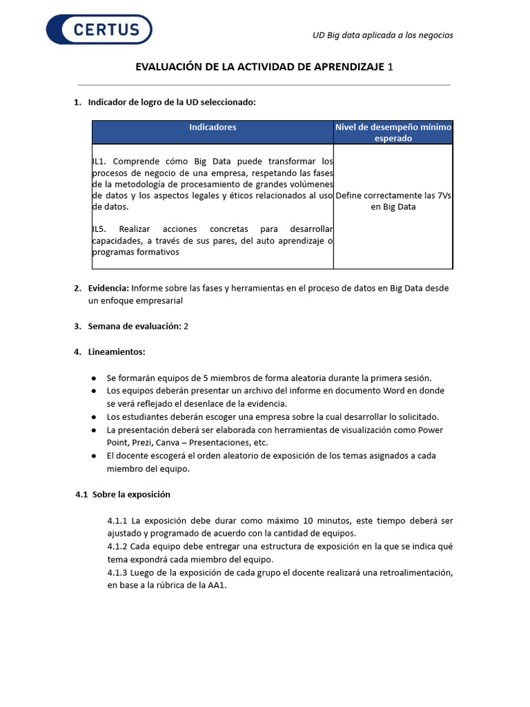Lineamientos de Evaluación de AA1 - Big Data Aplicada A Los Negocios ...