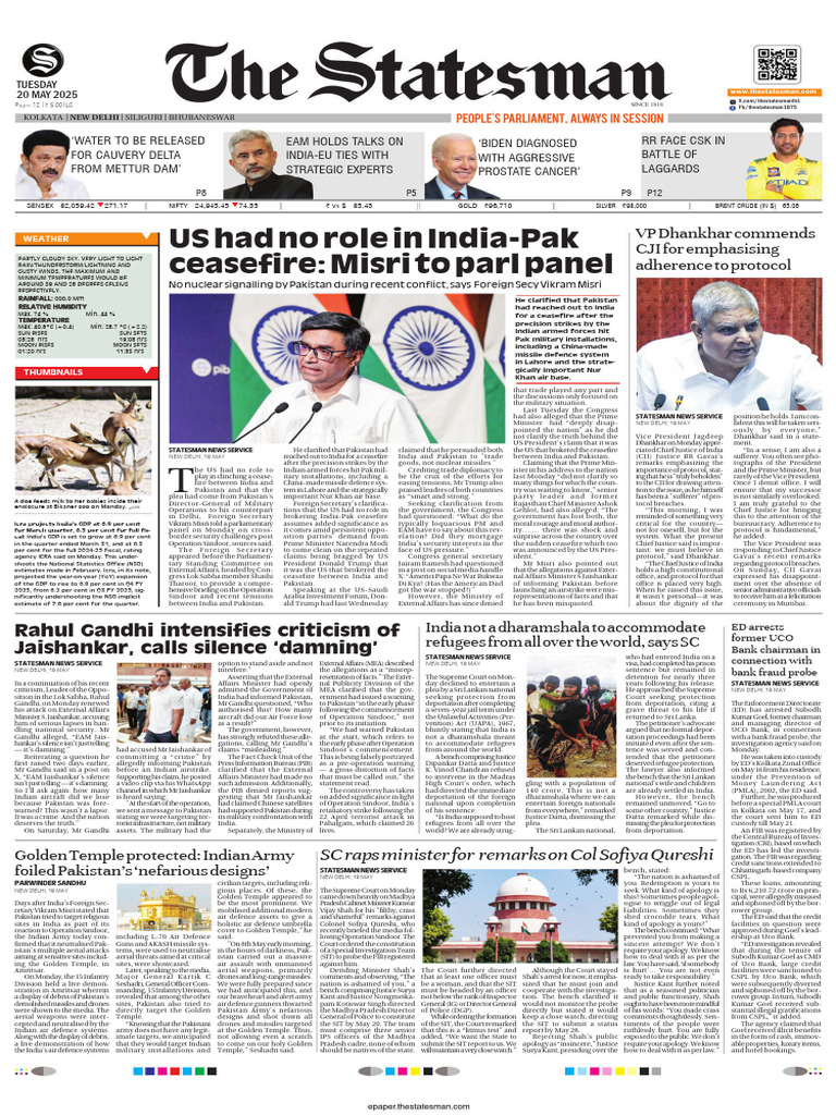 States Man Delhi-TheStatesman 20-05-2025 | PDF