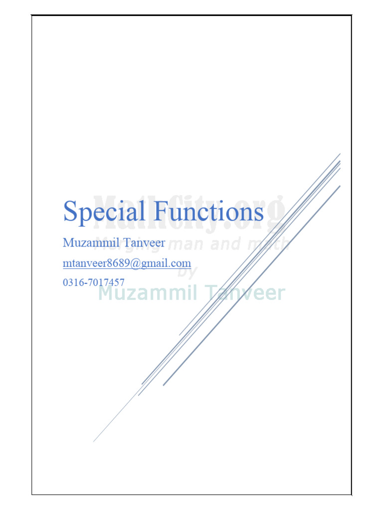 Mathematical Method of SPECIAL FUNCTIONS | PDF | Combinatorics | Number Theory