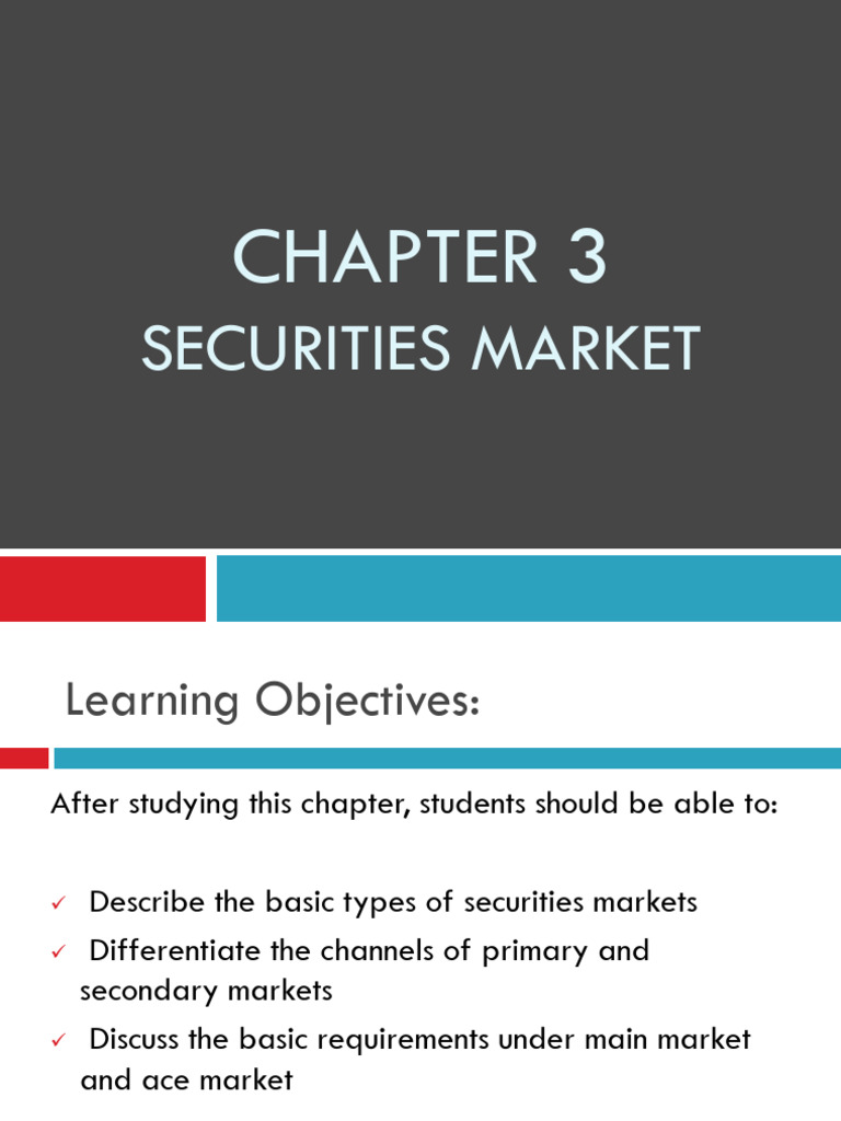 Fin358 - Topic 3-Securities Market | PDF | Securities (Finance) | Stocks