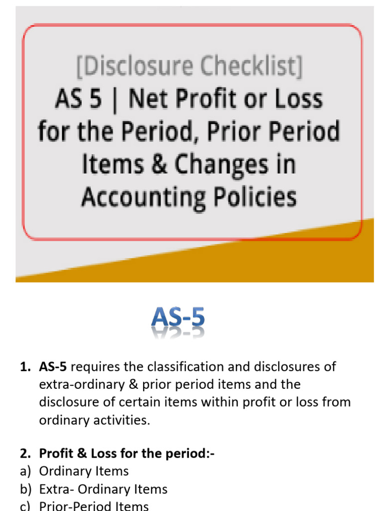 Disclosure of Prior Period Items in AS-5 | PDF