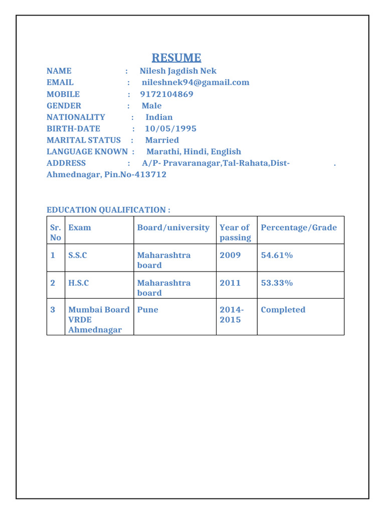 Nilesh Nek Resume | PDF