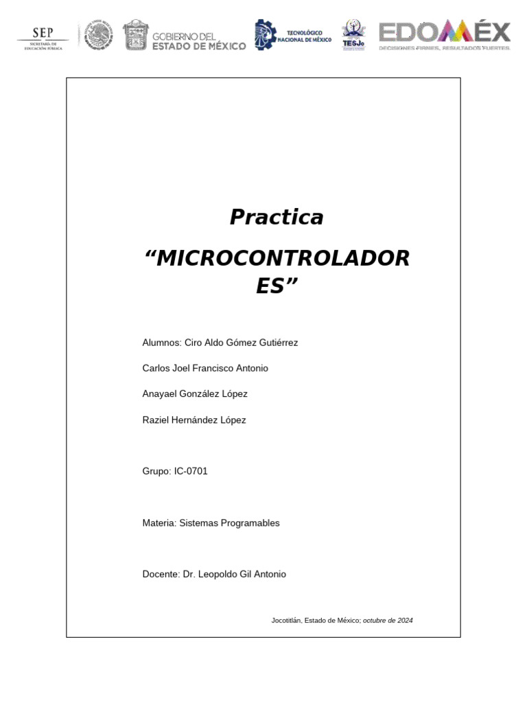 Practica unidad III-2 | PDF | Microcontrolador | Unidad Central de procesamiento