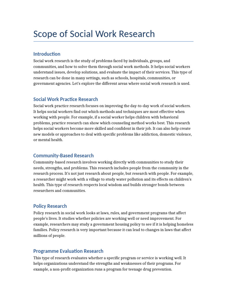 Scope of Social Work Research | PDF | Social Work | Qualitative Research