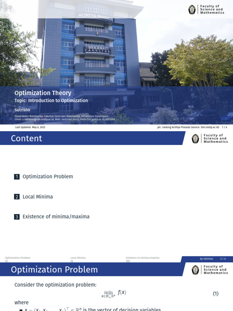 0 Slides - Optimization - Theory - Introduction | PDF | Mathematical Optimization | Mathematics