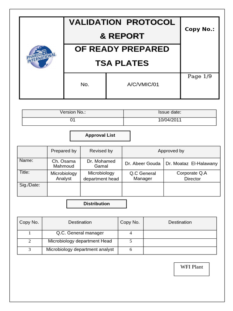 TSA Plates Validation Protocol Report | PDF | Colony Forming Unit ...