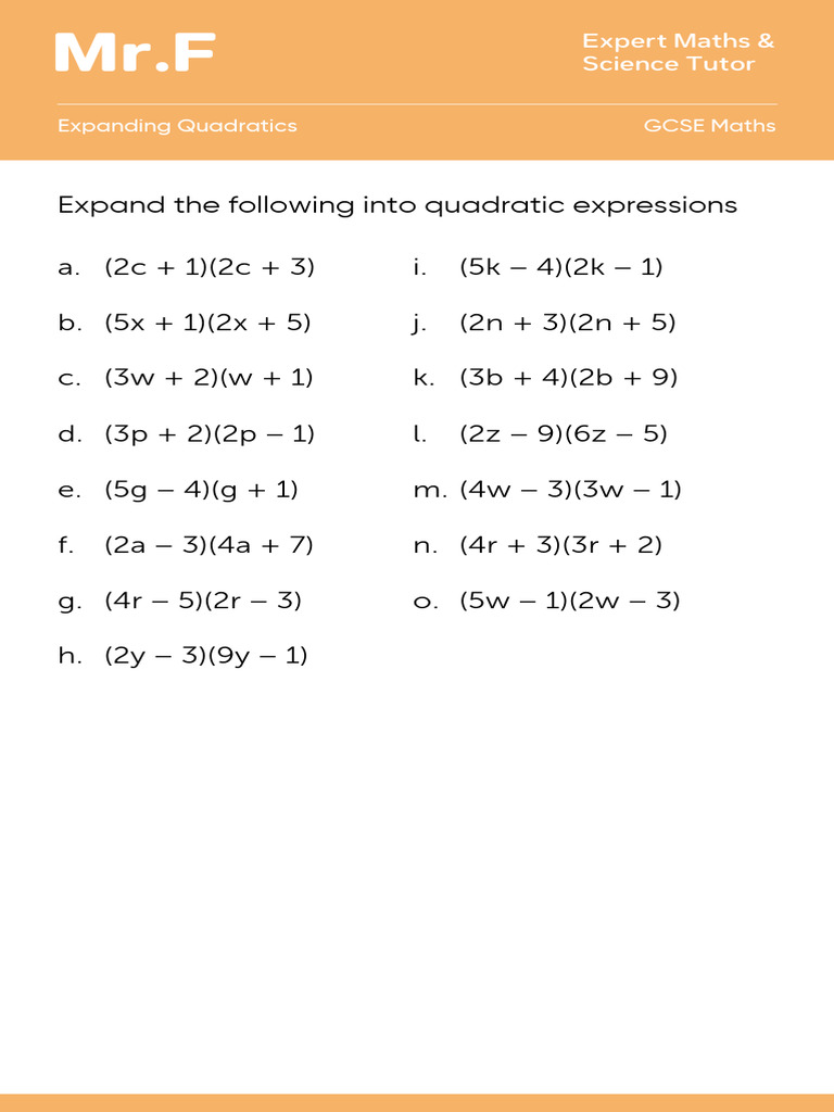 Expanding Quadratics | PDF