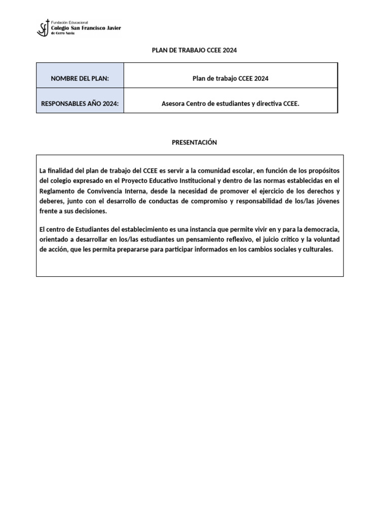 Plan de Trabajo 2024 Ccee | PDF | Democracia | Ideologías políticas