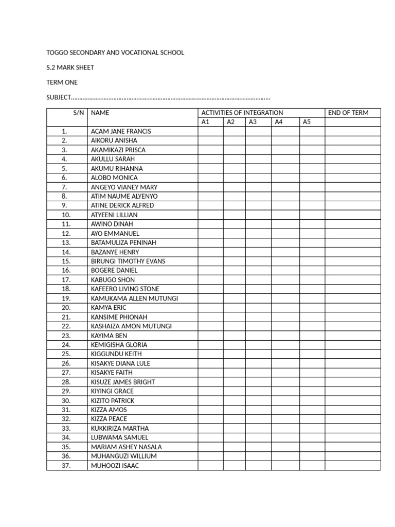 Mark Sheet 2222222 | PDF
