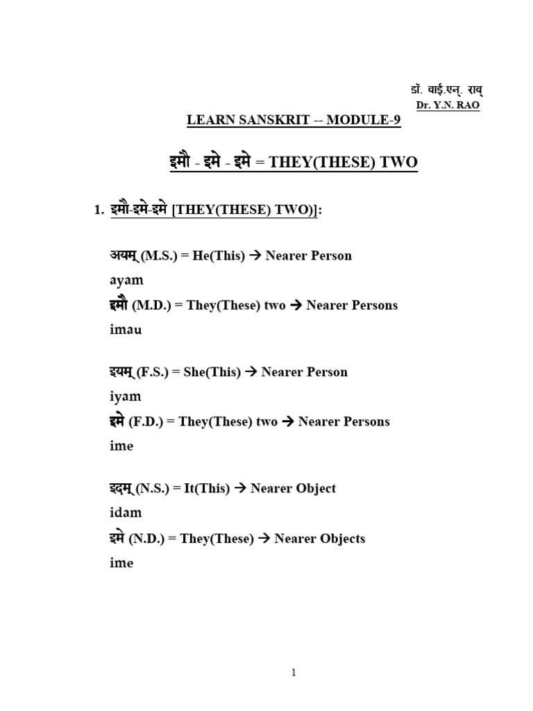Round-16 - 'Learn Sanskrit - Module-9' | PDF | Morphology | Grammar