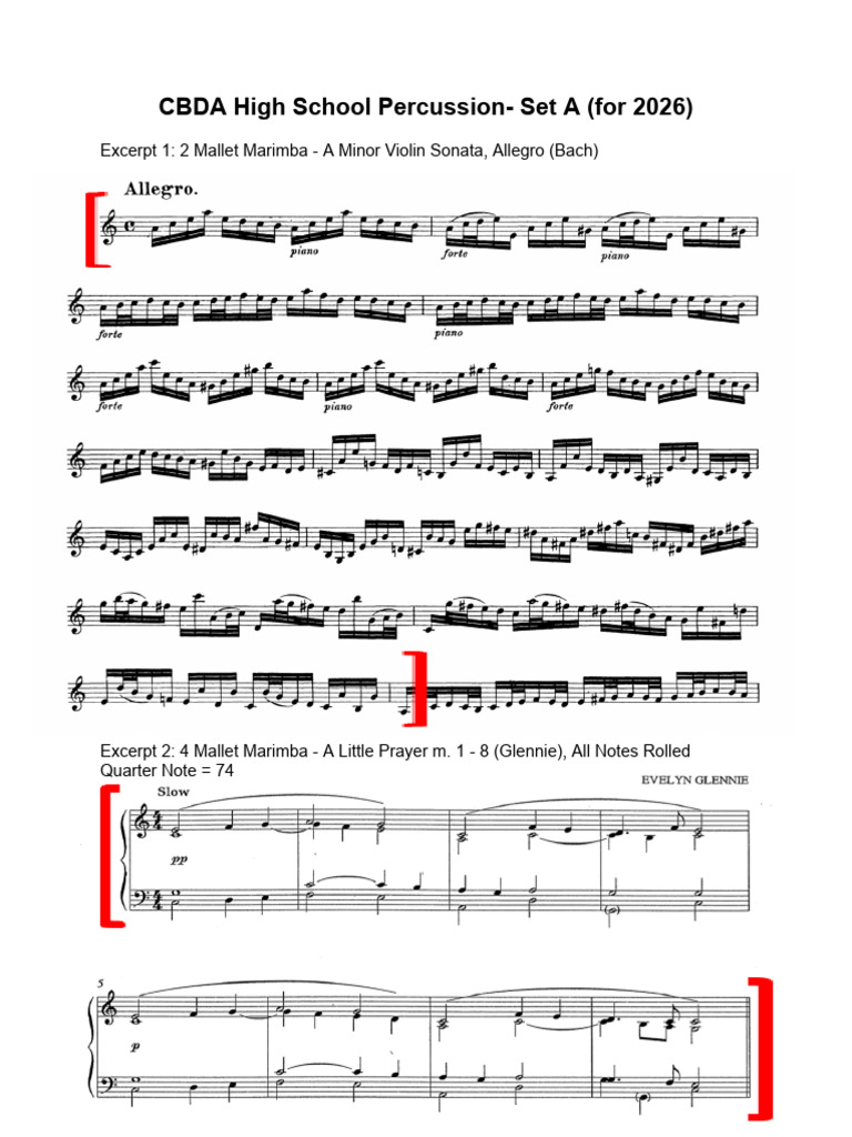 CBDA High School Percussion Set A 2026 | PDF