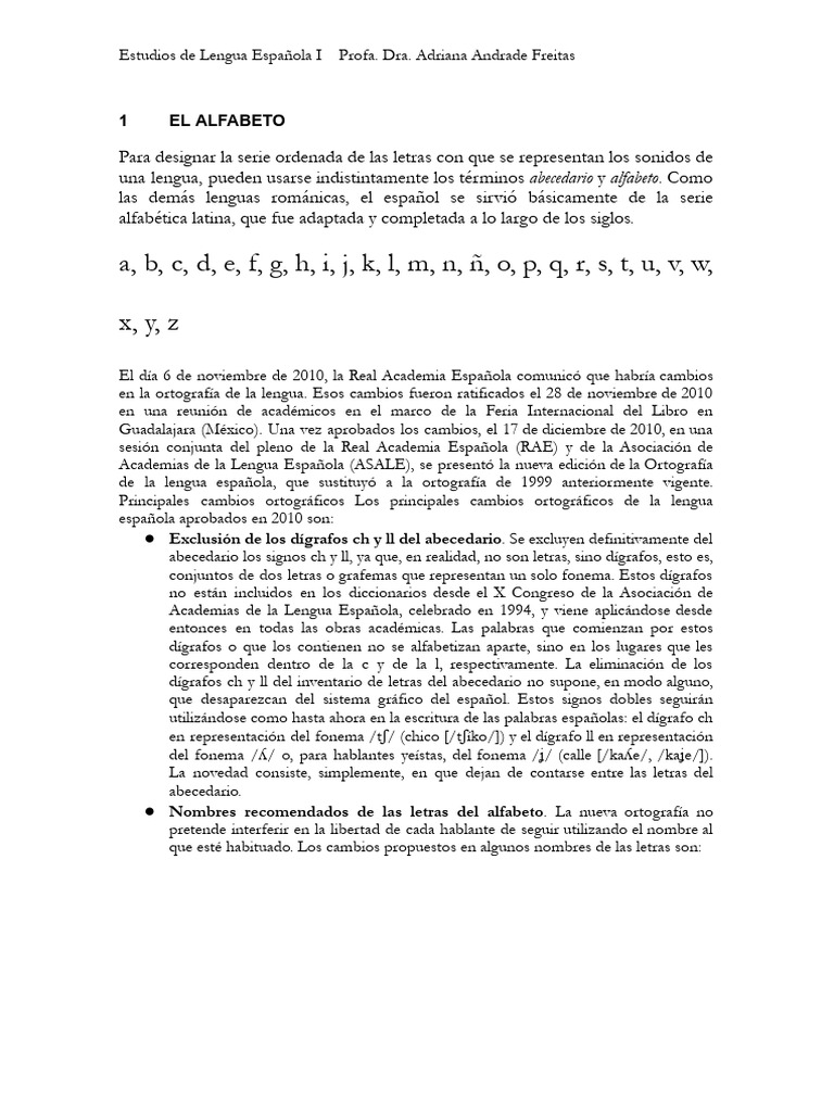 El_alfabeto_y_sonidos.docx | PDF | Alfabeto | Lengua española