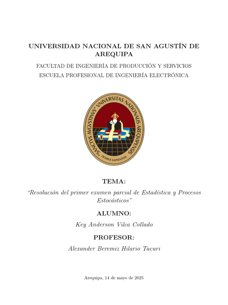 RESOLUCION - DEL - EXAMEN - p1 - Estocasticos | PDF | Estadísticas | Probabilidad